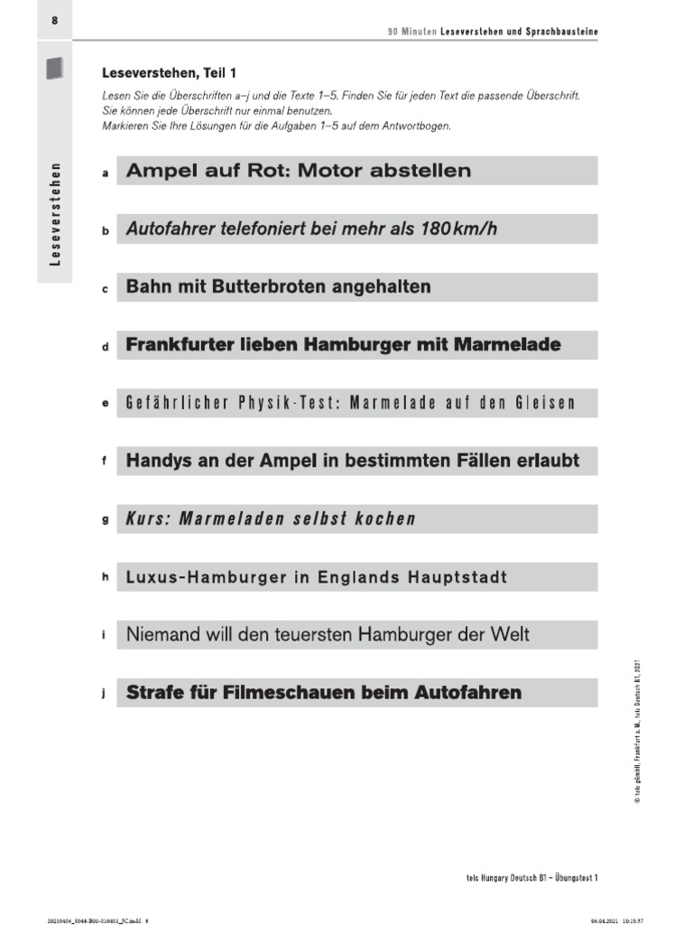 Lesen B1 1 Telc | PDF