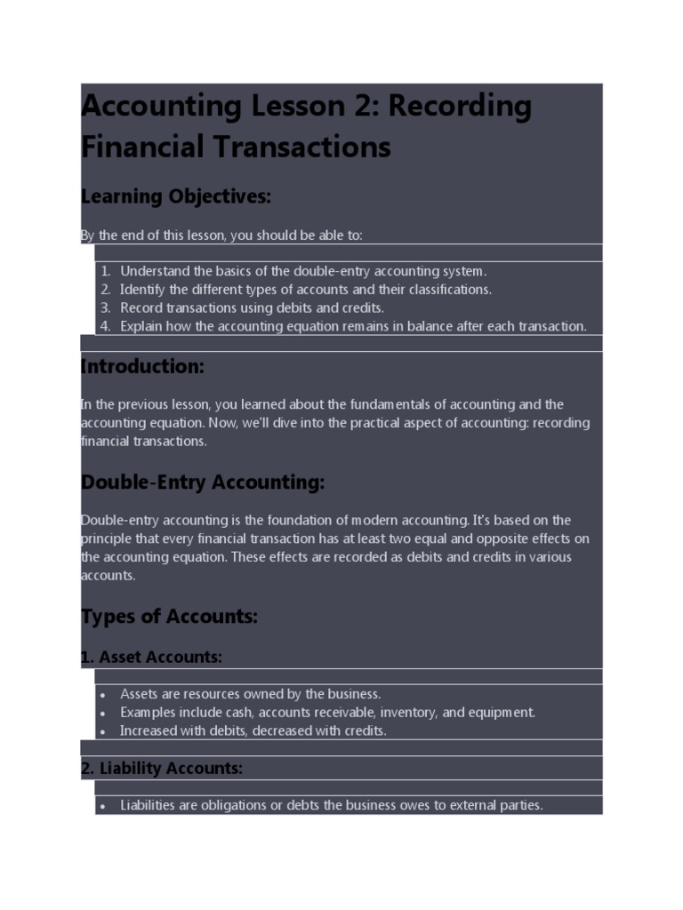 Accounting Lesson 2 | PDF