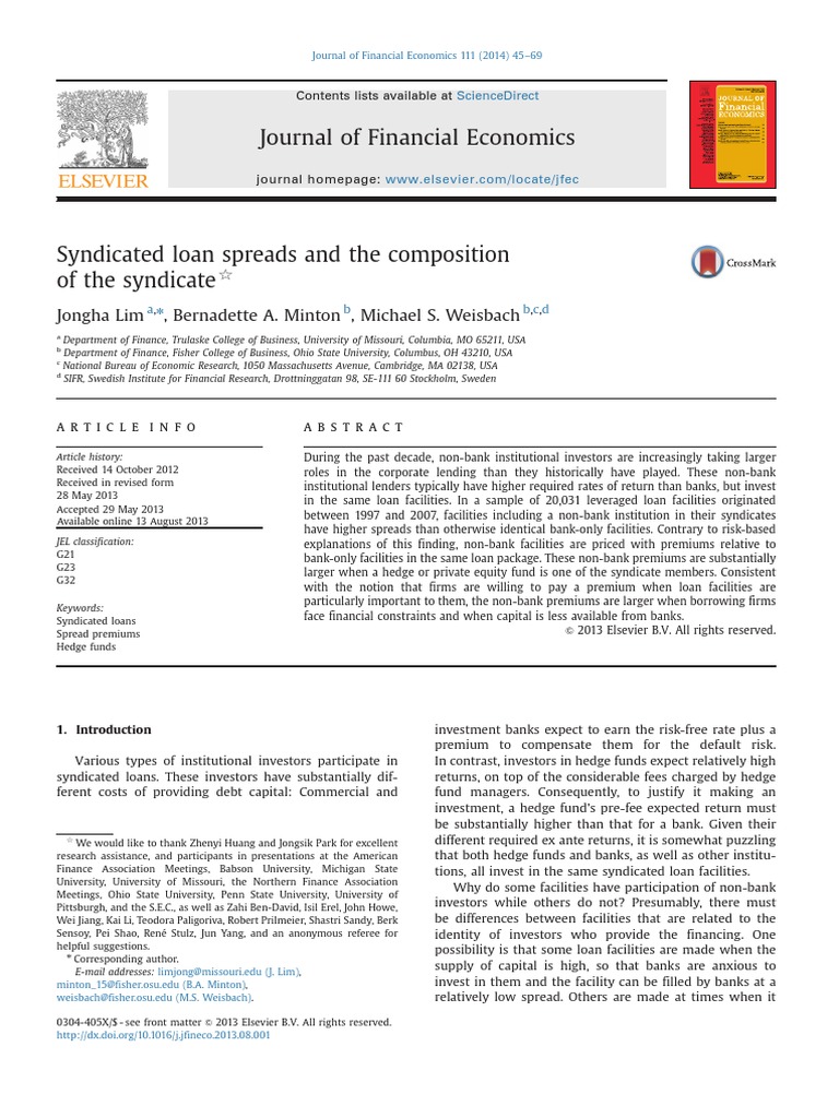 Syndicated Loan Spreads and The Composition of The Syndicate | PDF ...