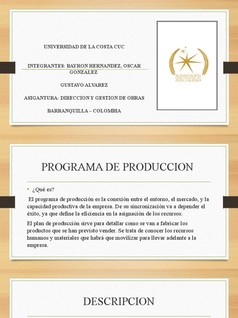 Programa de Produccion | PDF