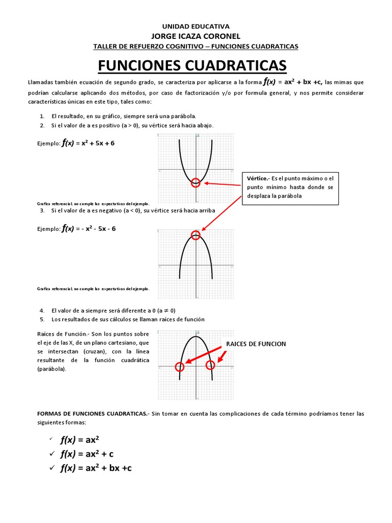 Taller Funcion Cuadratica.12 | PDF | Matemáticas | Álgebra