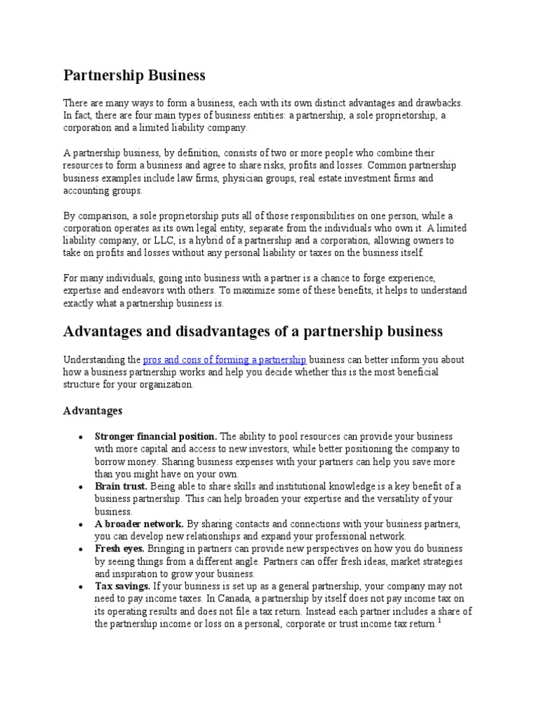 Partnership Business | PDF | Partnership | Taxes Partnership Business | PDF | Partnership | Taxes