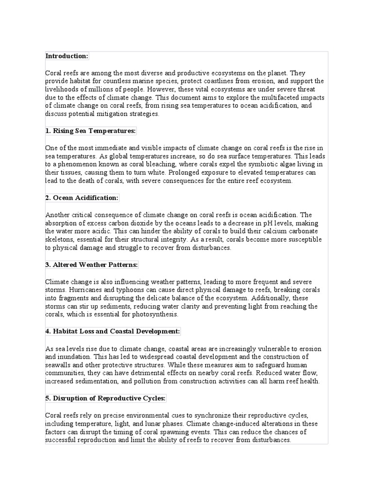 Impact of Climate Change On Coral Reefs | PDF