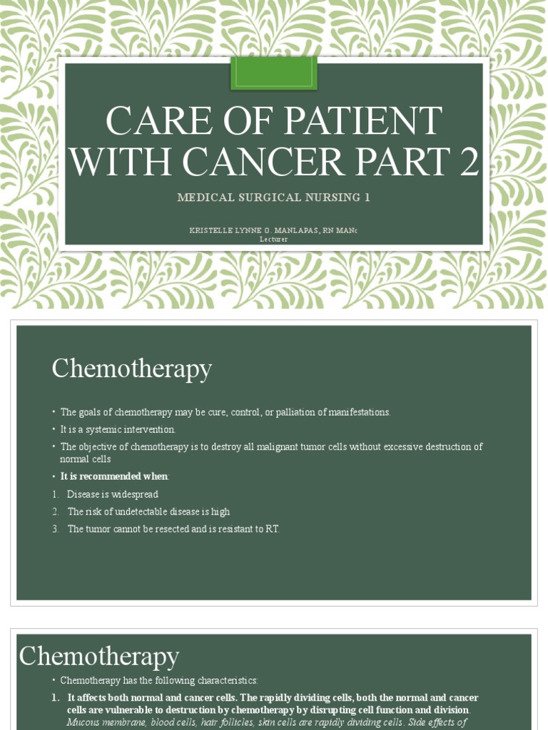 Oncology Nursing Part 2 | PDF | Chemotherapy | Cancer
