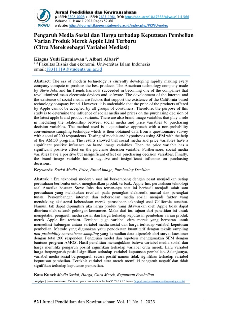 Jurnal Sinta 5 Kwu | PDF | Degrees Of Freedom (Statistics) | Structural Equation Modeling