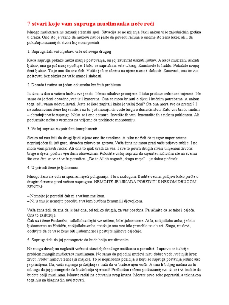7 Stvari Koje Vam Neće Reći Žena Muslimanka | PDF