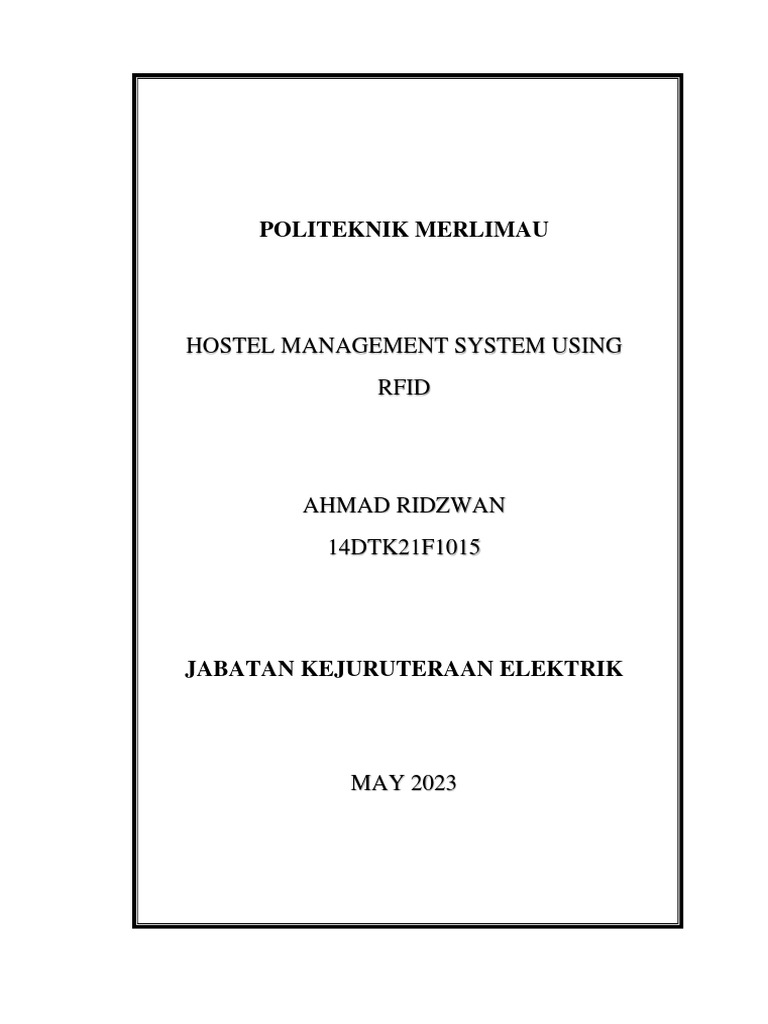 w13 - Laporan Cadangan Akhir (Correction) | PDF | Arduino | Radio Frequency Identification