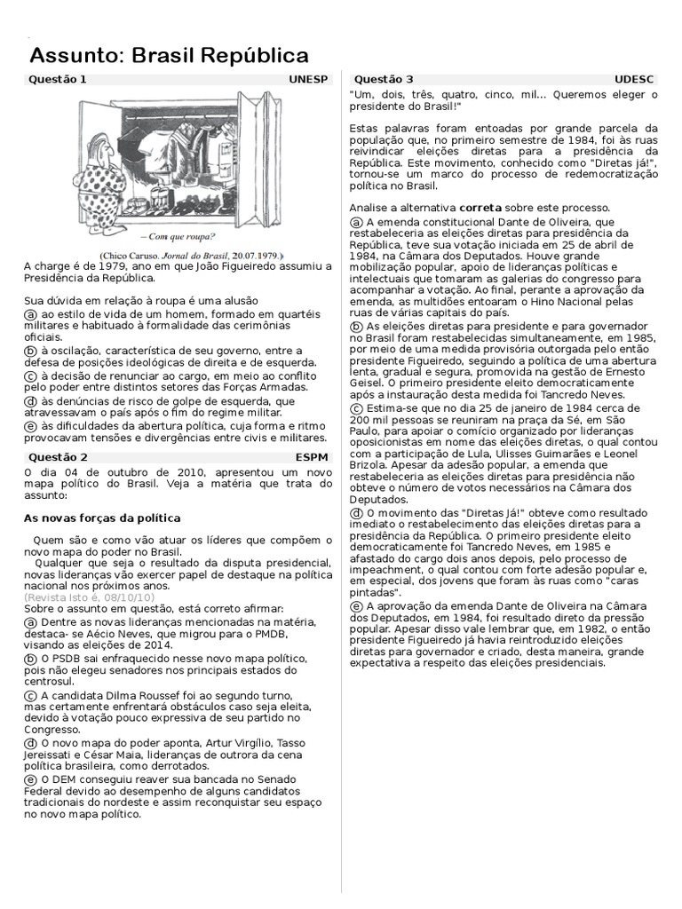 Brasil Rep+ Blica | PDF | Brasil | República