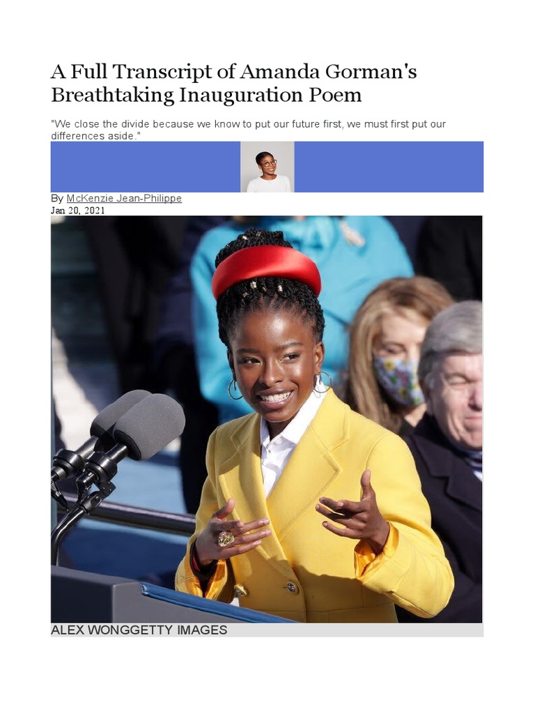 A Full Transcript of Amanda Gorman | PDF