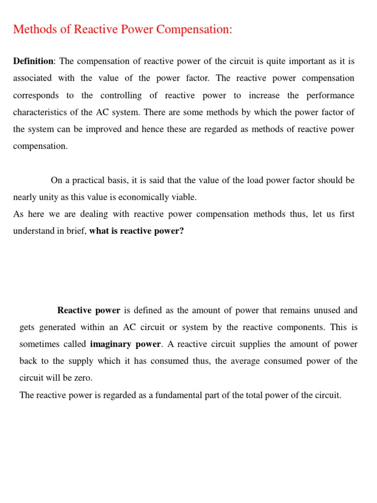 Methods of Reactive Power Compensation - PPT | PDF | Ac Power ...