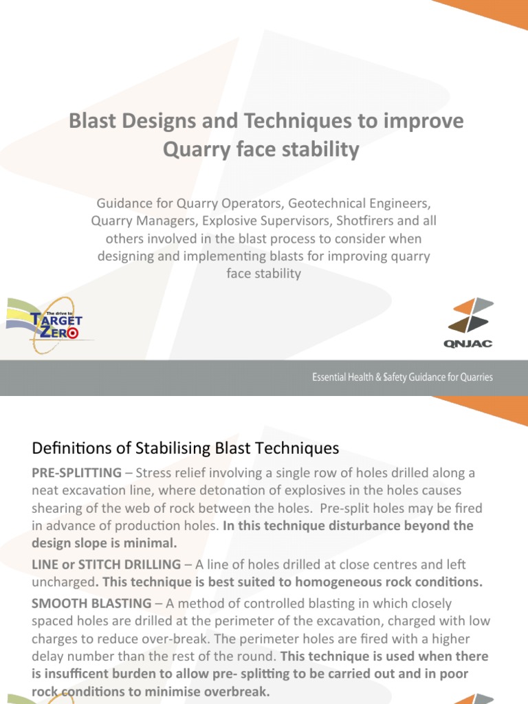 Quarry Blast Techniques Guide | PDF | Drilling