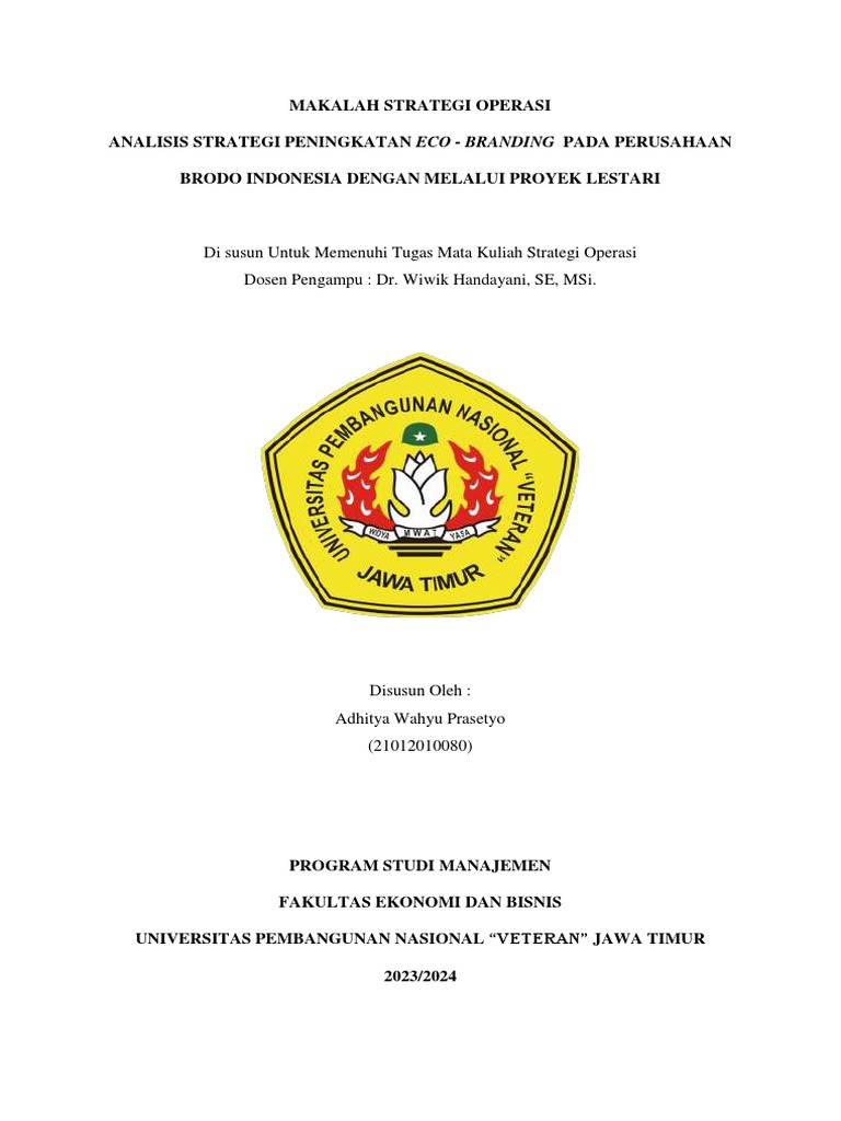 Makalah Strategi Operasi Adhitya W.P. | PDF