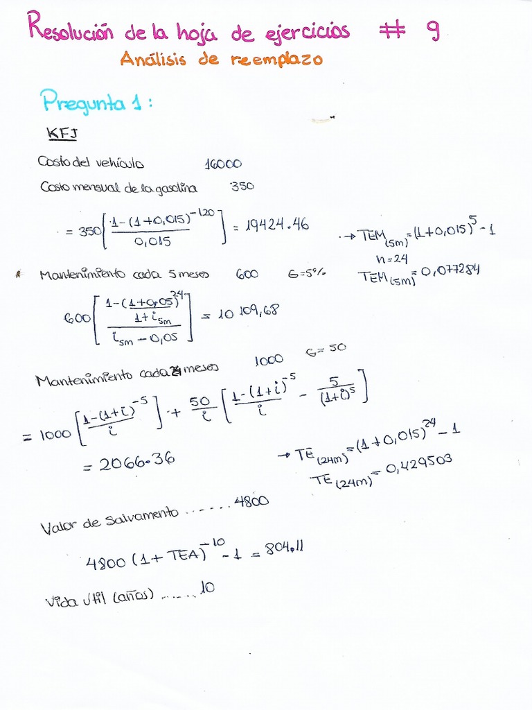 Resolucion de La Hoja de Ejercicio 9 | PDF
