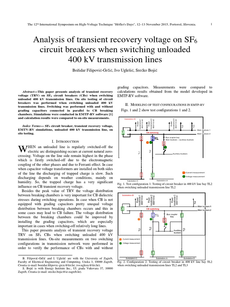 Analysis of Transient Recovery Voltage On SF Circuit Breakers When Switching Unloaded 400 KV ...
