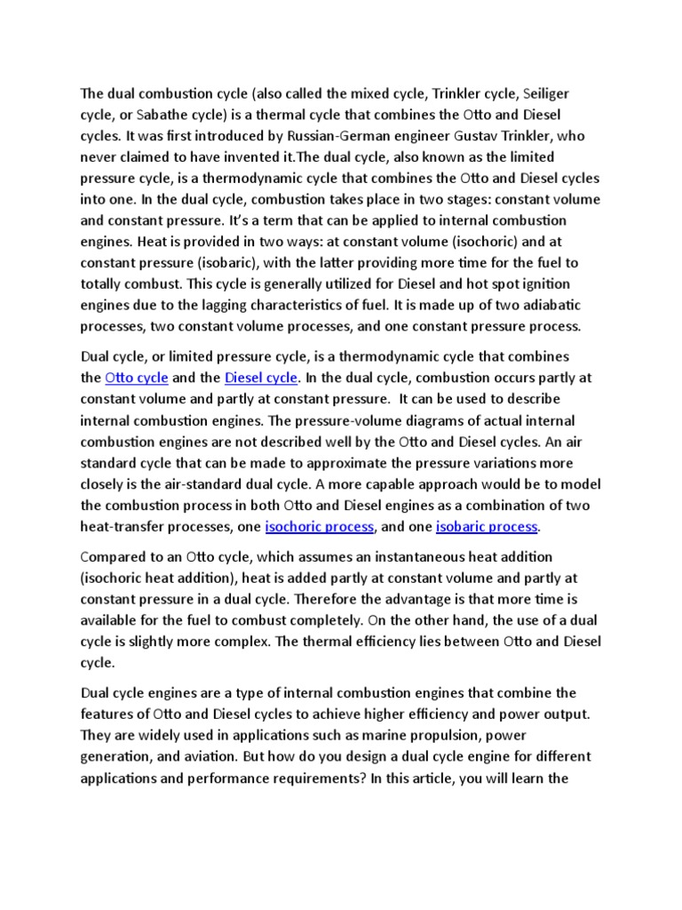 Dual Cycle | PDF | Internal Combustion Engine | Diesel Engine