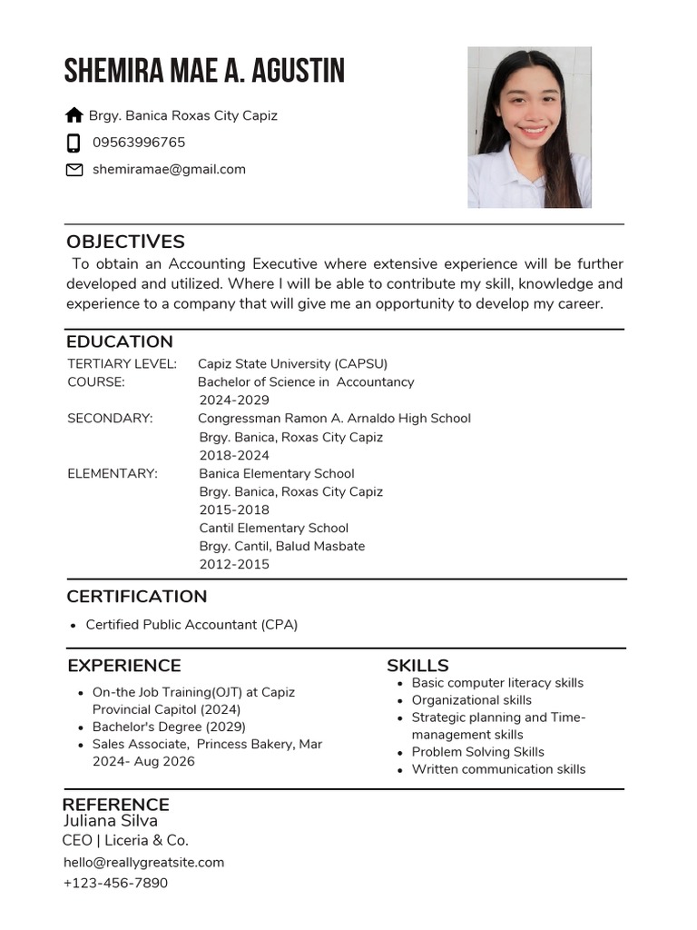 Black and White Simple Office Assistant Resume | PDF | Cognition