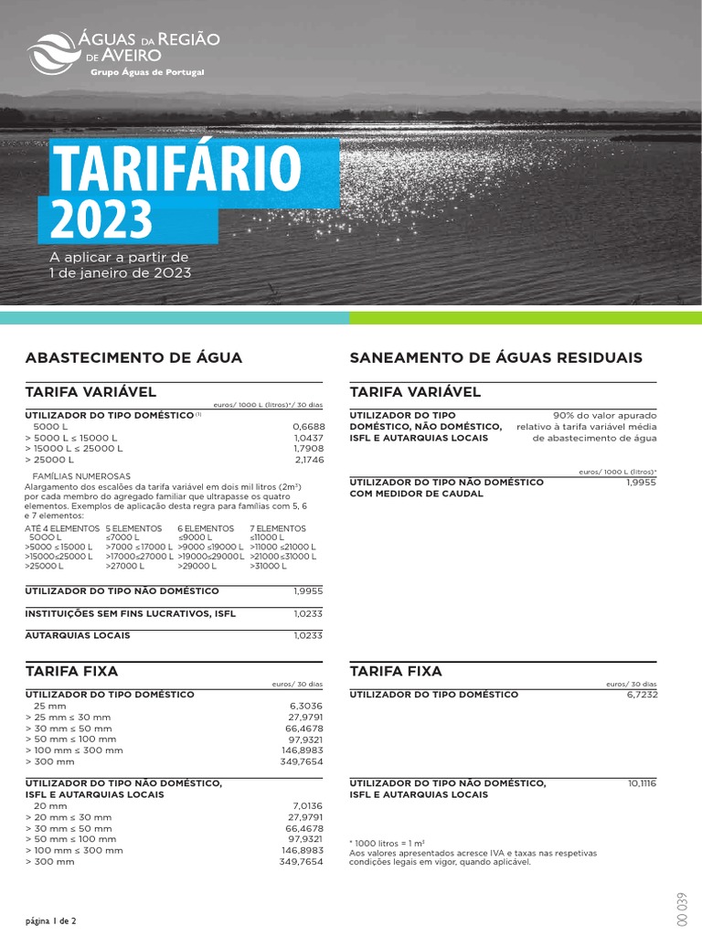 Tarifario 2023 - A4 | PDF