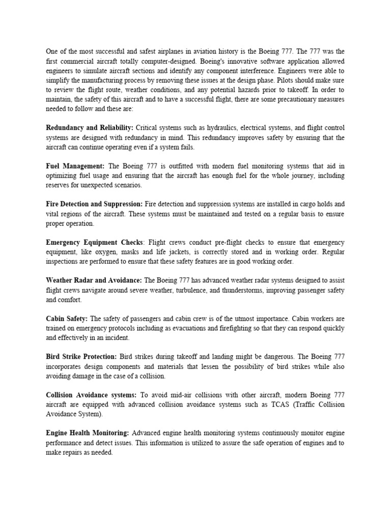 Boeing 777 Safety Precautions | PDF | Flight Recorder | Aviation Safety