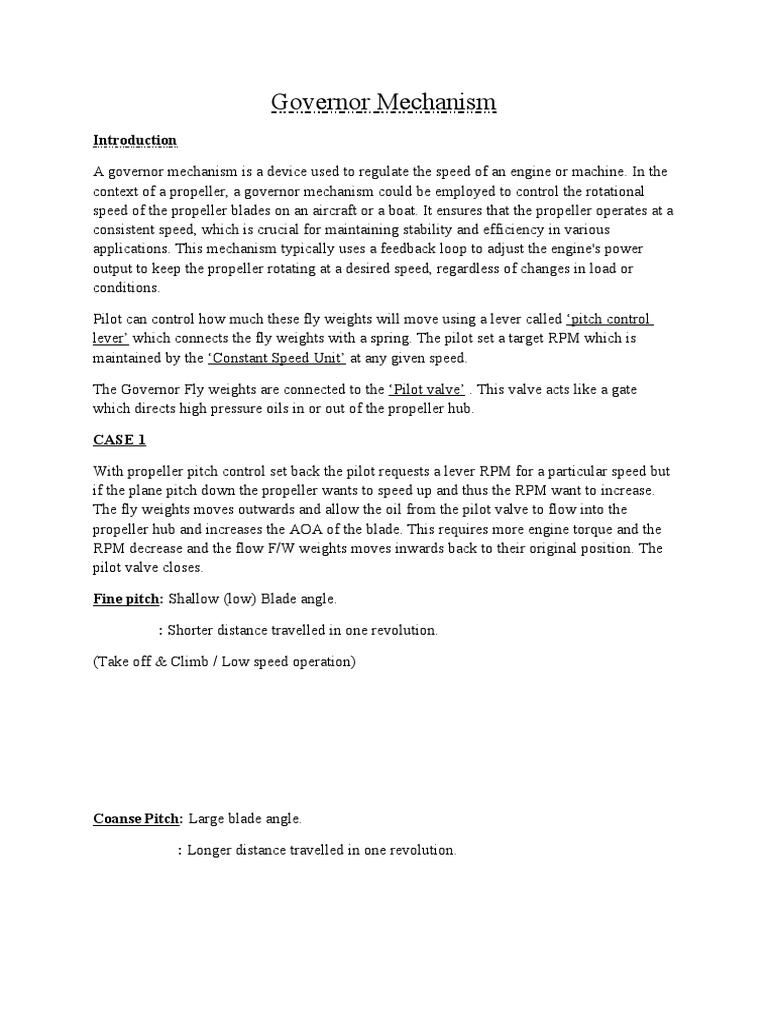 Aircraft Propeller Governor Mechanism | PDF | Machines | Mechanical ...
