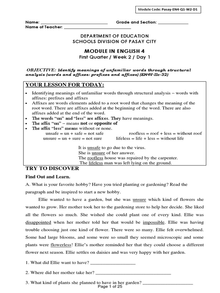 2 Pasay-Grade 4-English Q1-W2 | PDF