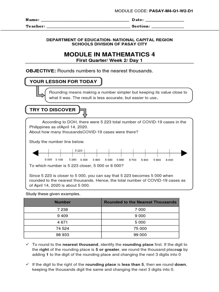 3 Pasay-Grade 4-Mathematics Q1-W2 | PDF | Planets | Astronomy