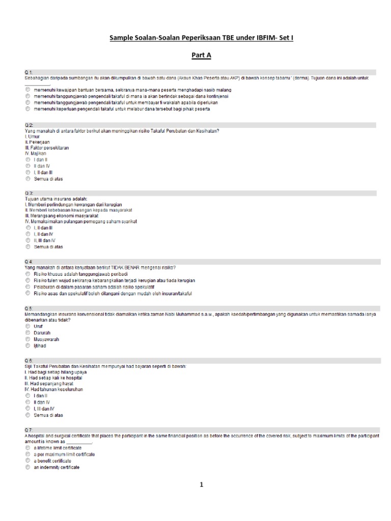 Soal & Jawaban TBE IBFIM | PDF