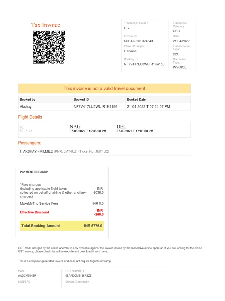 Booking Invoice M06ai23i01024843 | PDF | Invoice | Economies