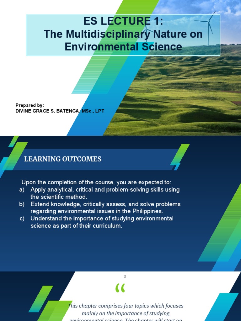 ES-LECTURE 1 - The Multidisciplinary Nature On Environmental Science ...