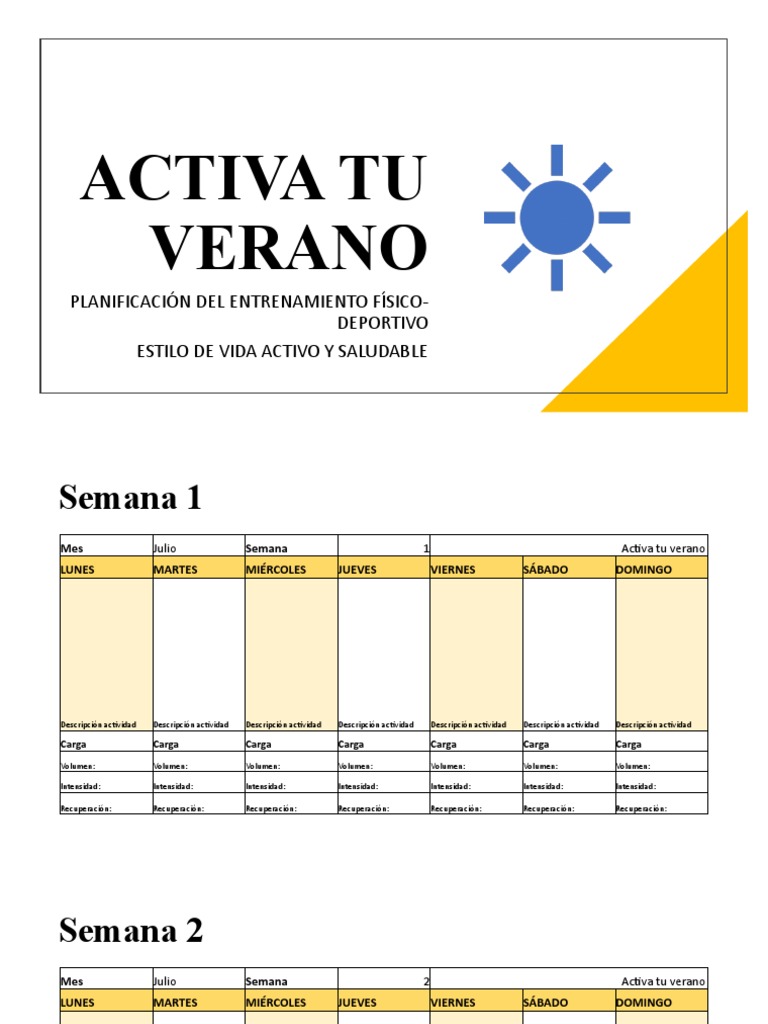 Planificación Verano Activo | Descargar gratis PDF | Cantidades fisicas ...