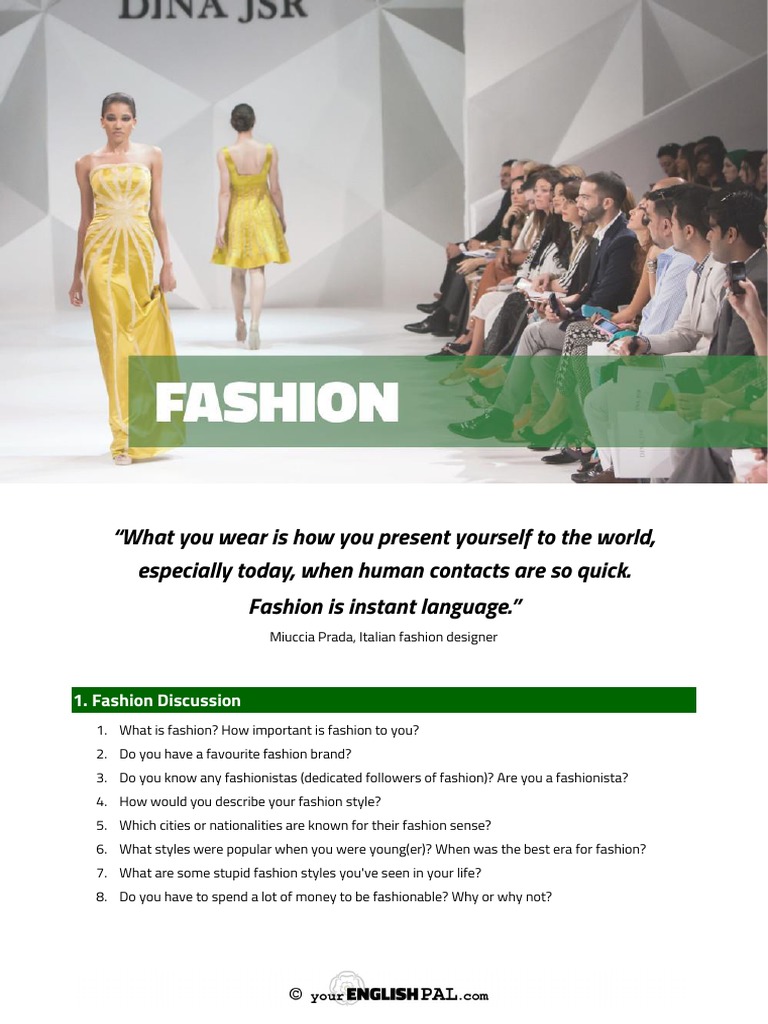 Fashion Insights and Vocabulary Guide | PDF | Fashion | Clothing