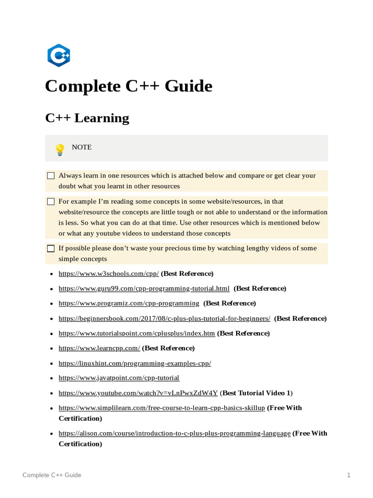 C++ Complete Guide | PDF