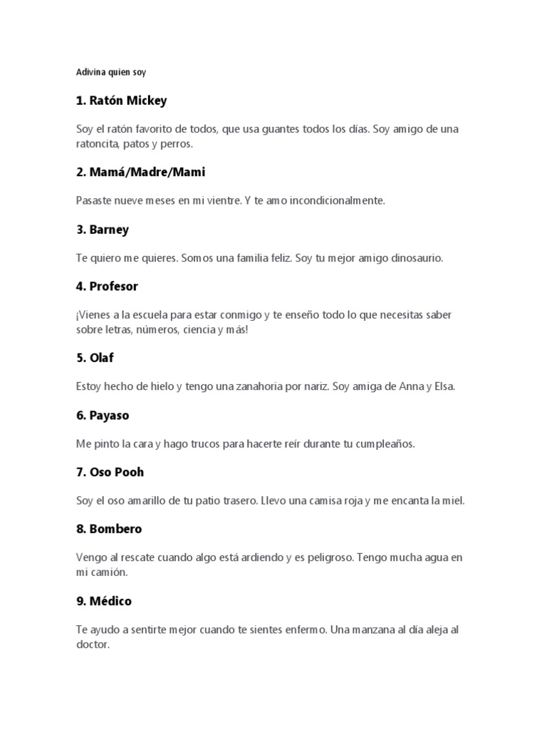 Adivina Quien Soy | PDF