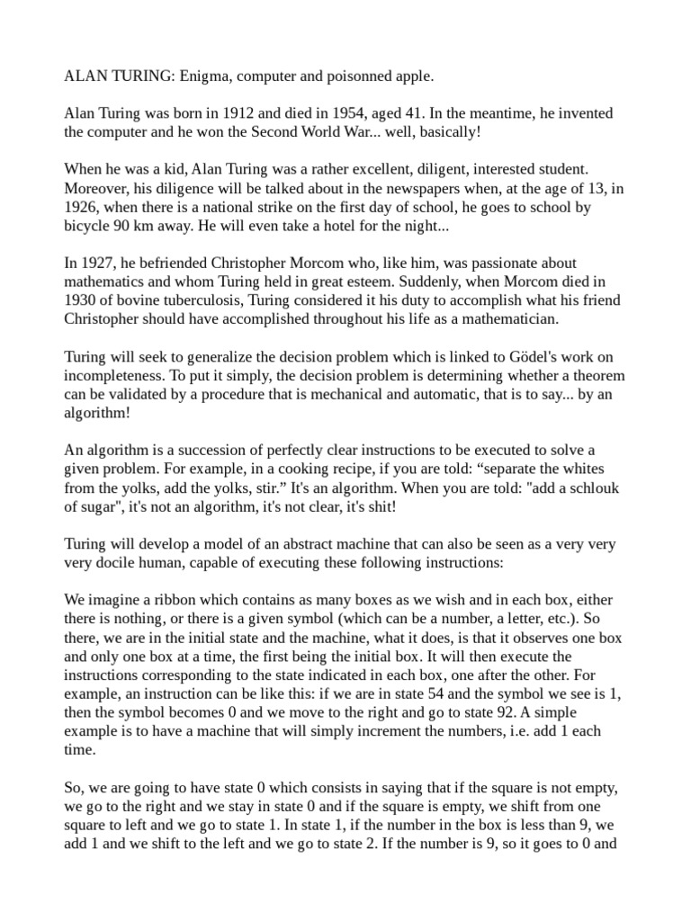 Alan Turing | PDF | Alan Turing | Algorithms