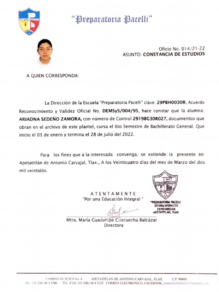 Constancia de Estudios | PDF