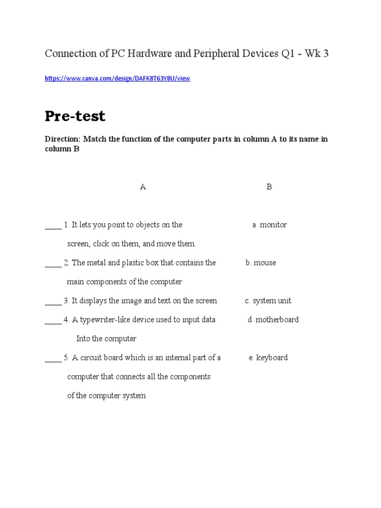 CCS 9 Q1 - Week3 | Download Free PDF | Computer Hardware | Input/Output