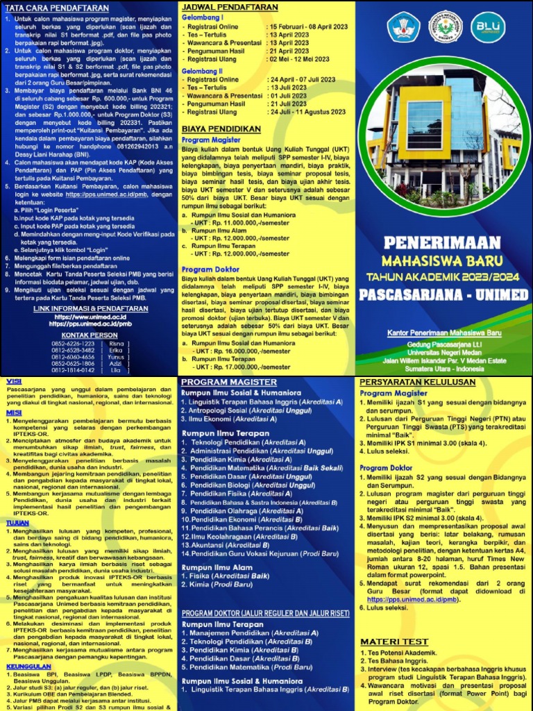 Brosur PMB Pascasarjana Unimed 2023 | PDF