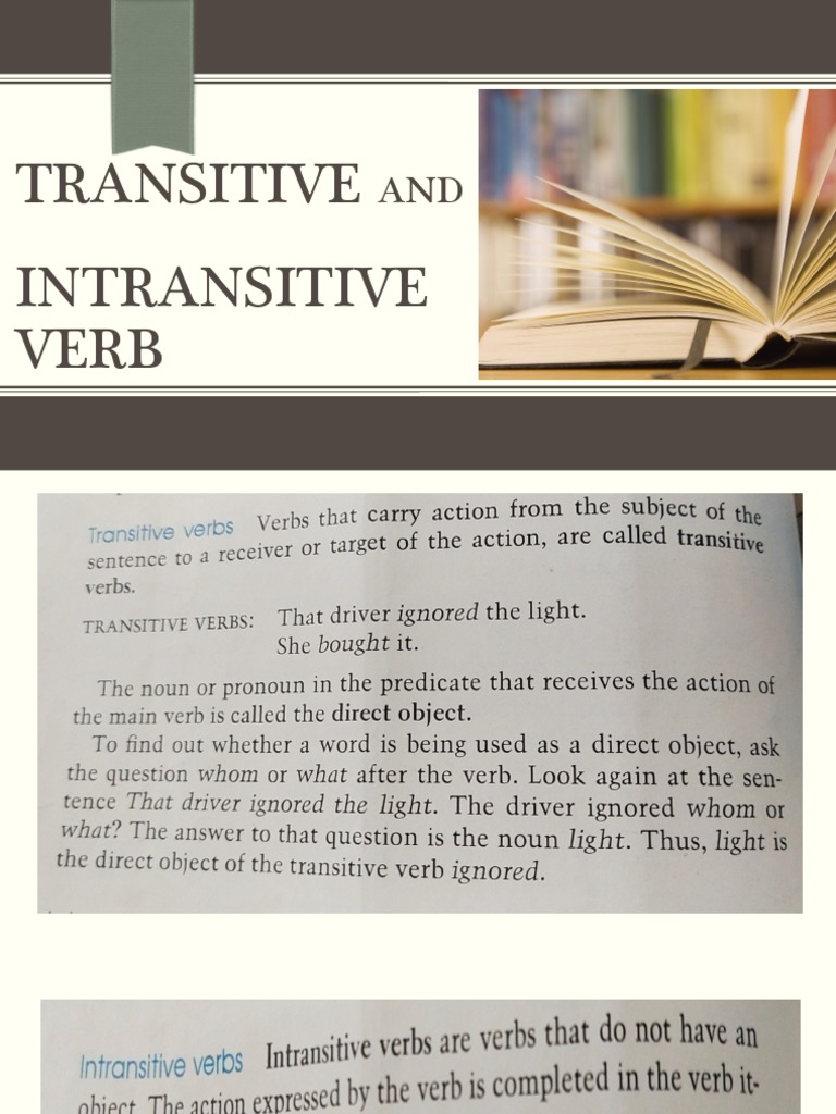 TRANSITIVE and INTRANSITIVE VERB | PDF