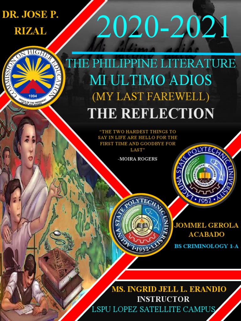 Rizal's "Mi Ultimo Adios" Reflection | PDF | General Fiction