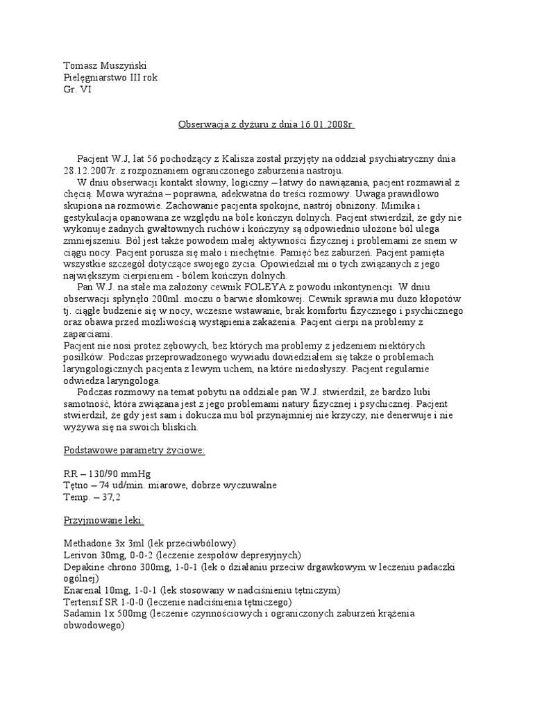Obserwacja Proces (Psychiatryk2) | PDF