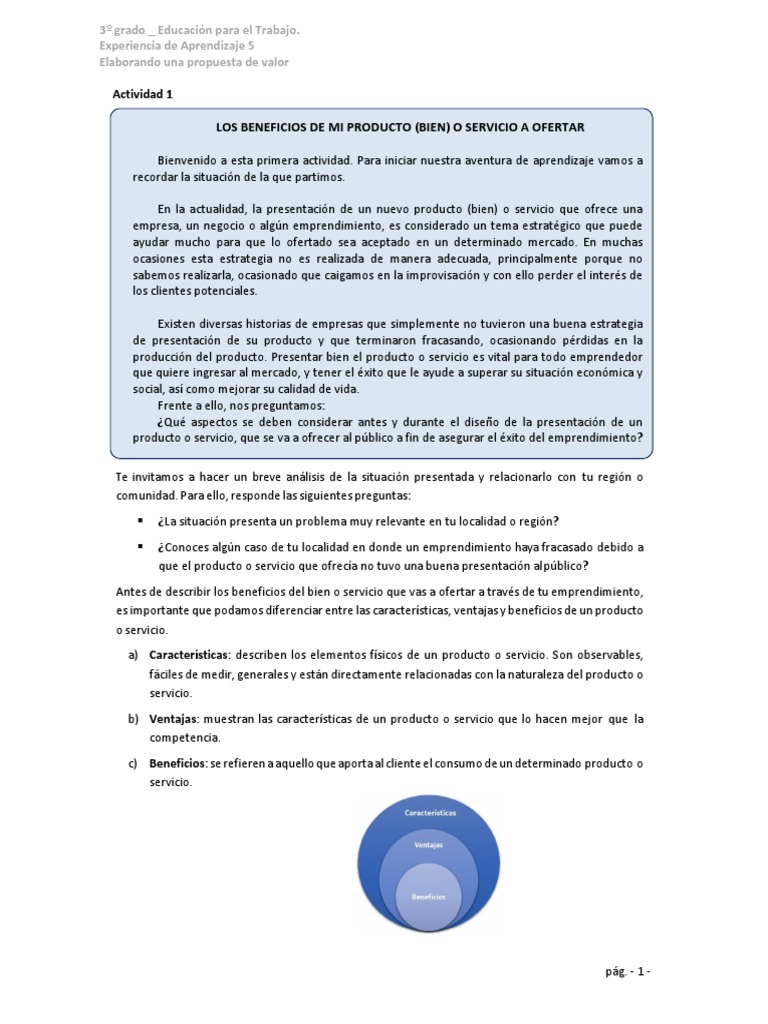 3ro Quinta Experiencia de Aprendizaje - Ed Trabajo | PDF | Iniciativa empresarial | Producto ...