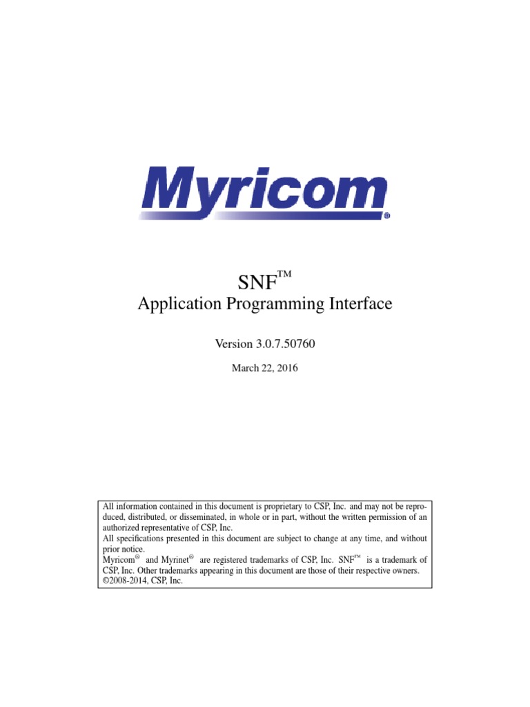 SNFv3 API Reference Manual | PDF | Network Interface Controller | Computing