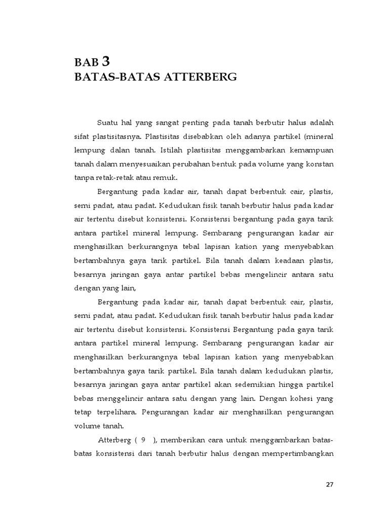 Microsoft Word - BAB 3 Batas-Batas Atterberg | PDF