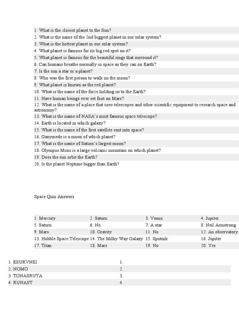 Questions About Planets | PDF | Planets | Solar System