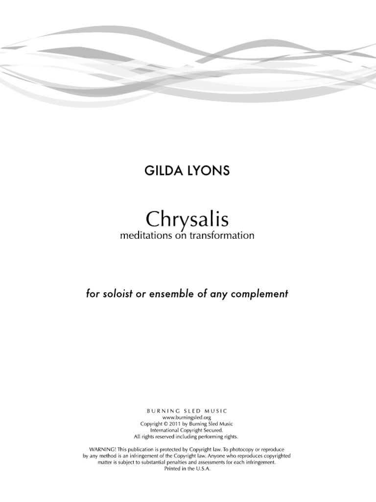 Gilda Lyons - Chrysalis | PDF | Rhythm | Musical Notation
