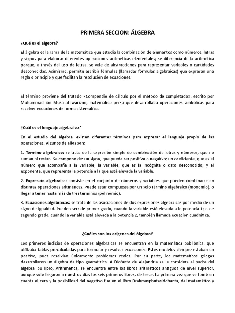 ÁLGEBRA Resumen y Matrices | PDF | Álgebra | Matriz (Matemáticas)