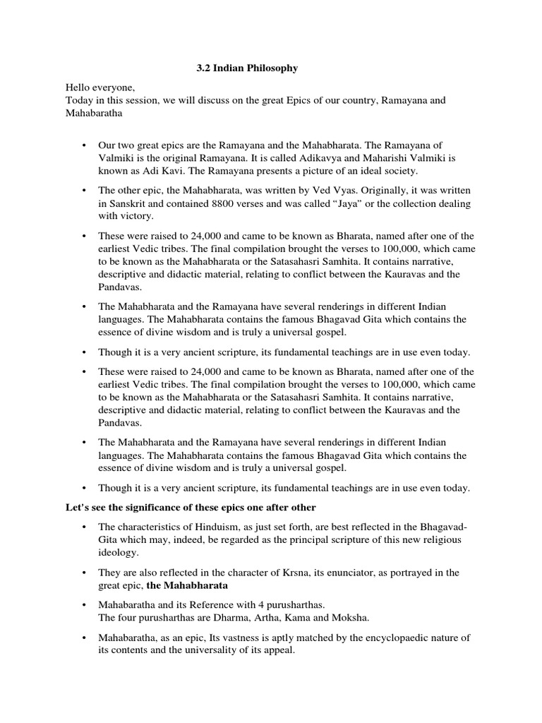 Indian Epics: Ramayana and Mahabharata | PDF | Rama | Mahabharata