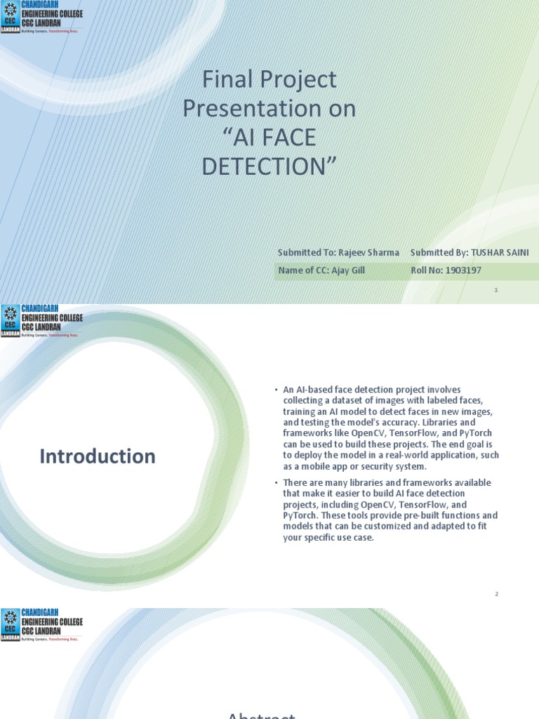 Final Project Presentation On "Ai Face Detection" | PDF | Artificial Intelligence | Intelligence ...