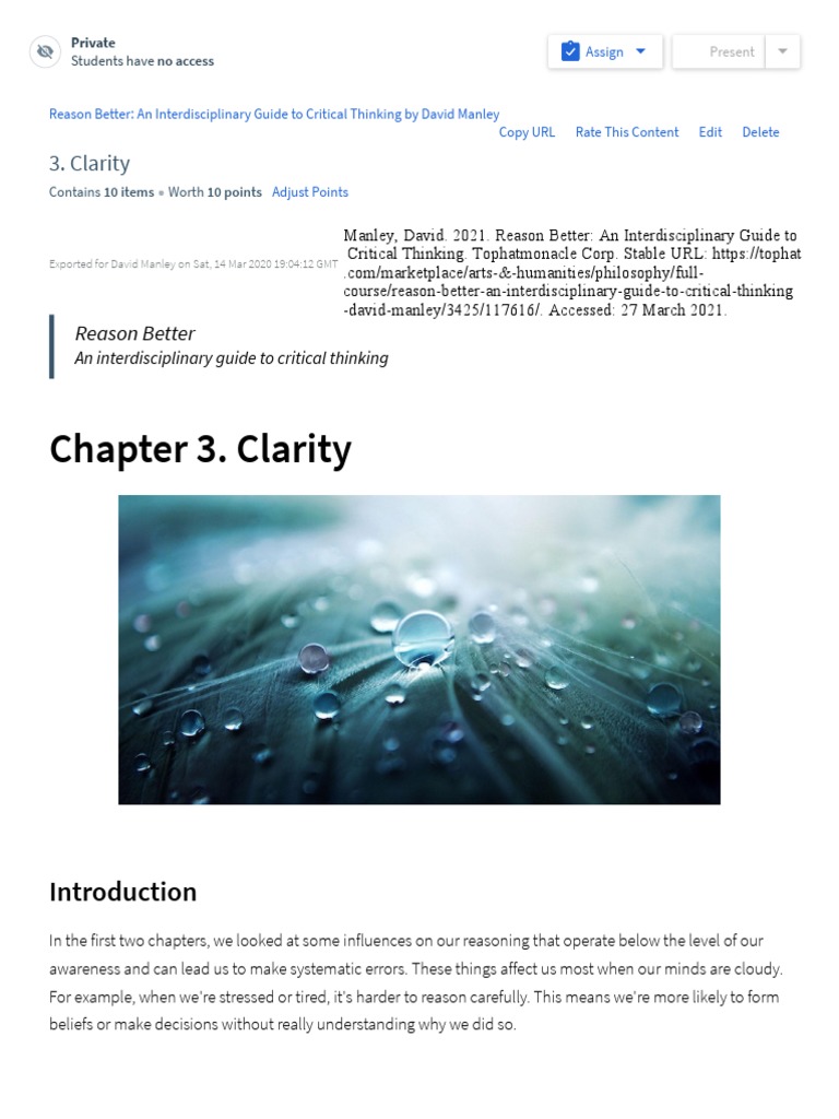 Manley CH 3 Part 1 | PDF | Argument | Deductive Reasoning