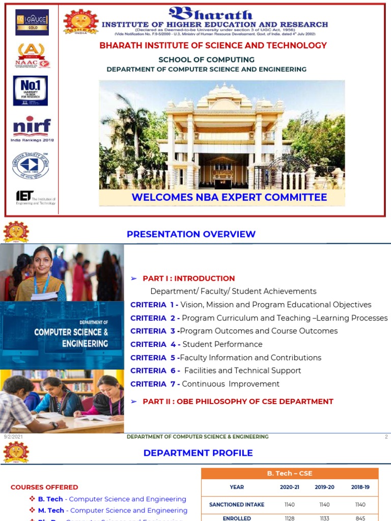 Bharath Institute of Science and Technology: Welcomes Nba Expert Committee | PDF | Engineering ...