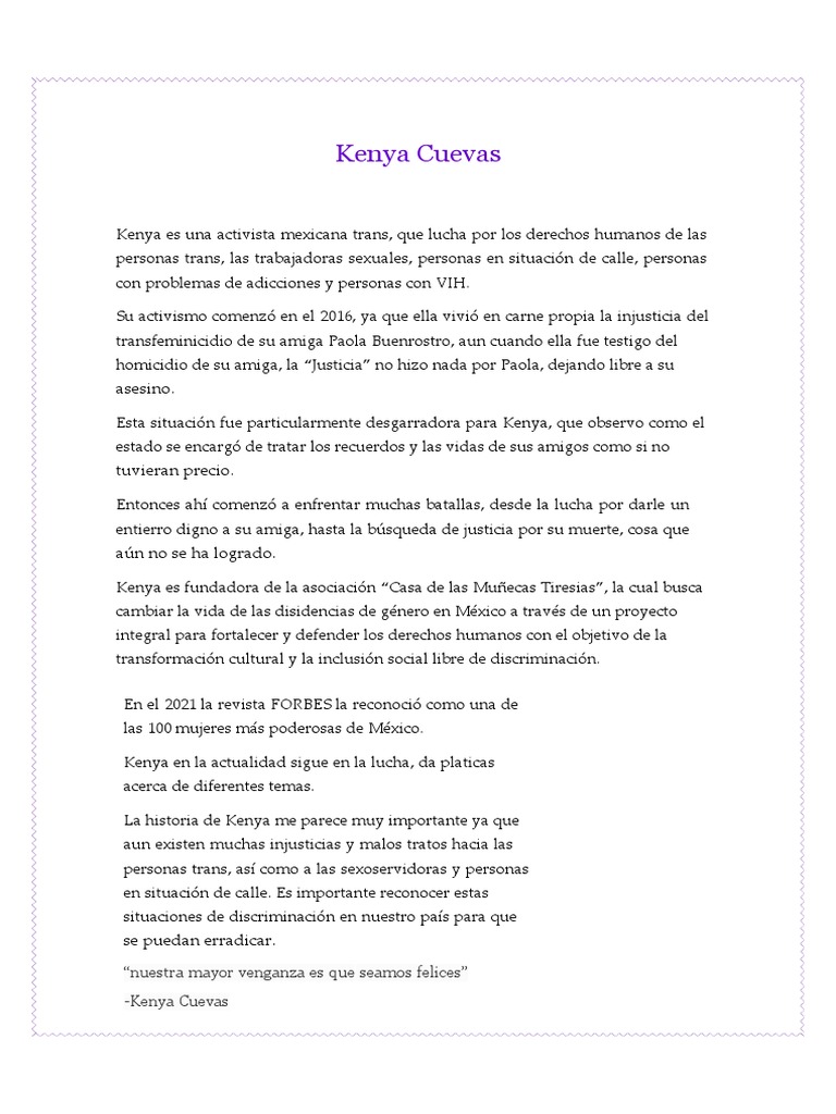 Biografia Kenya Cuevas | PDF